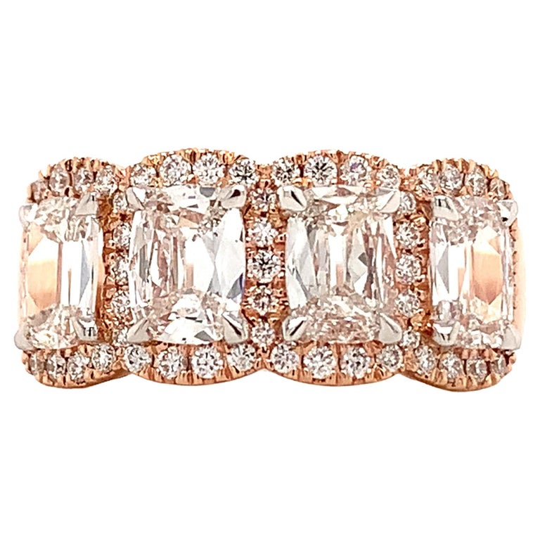 Henri Daussi 2.26ct Cushion Matching Four Stone Band Anniversary ...