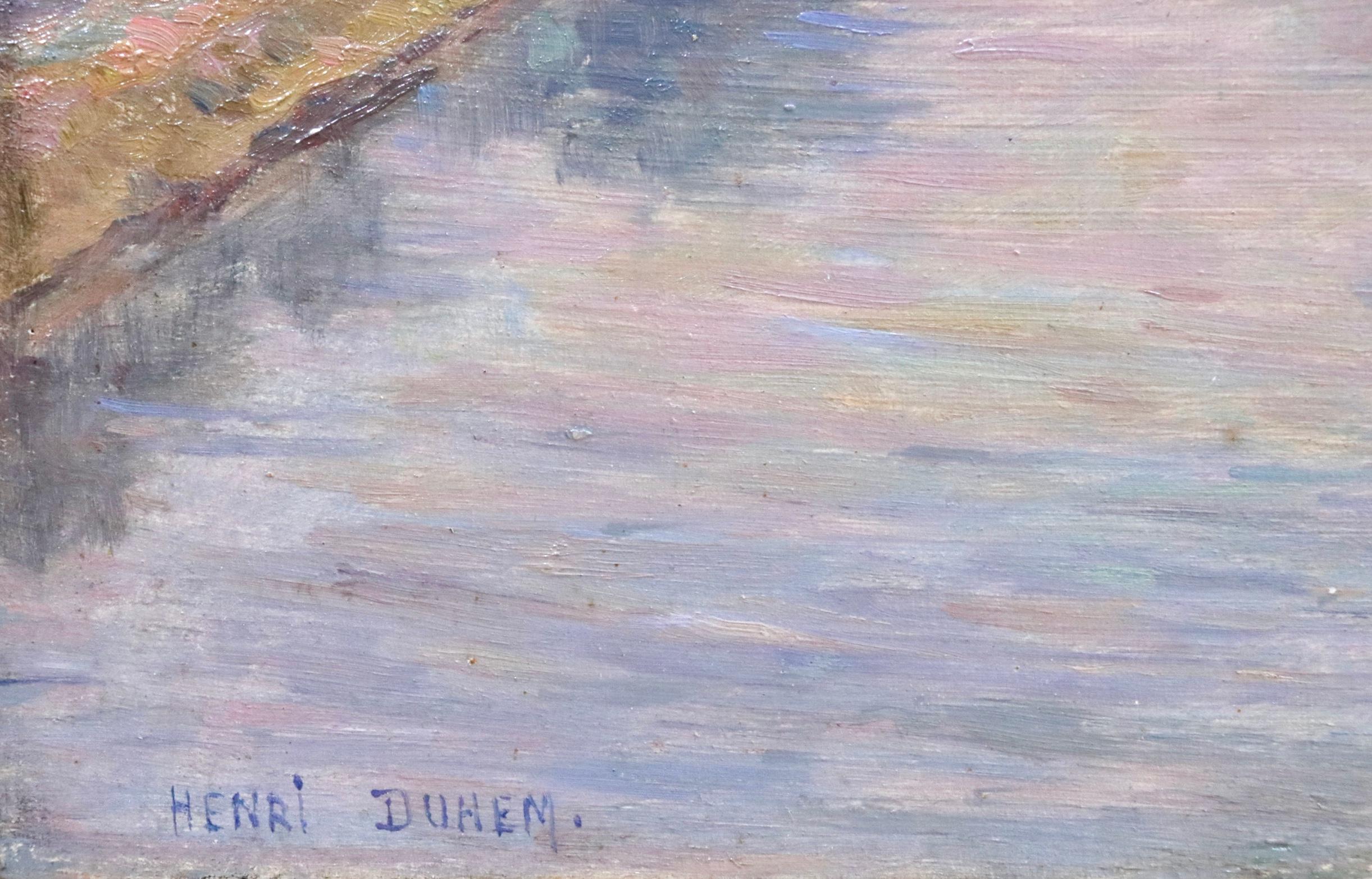 Henri Duhem - Canal à Douai - Hiver - 19th Century Oil, Barges in ...