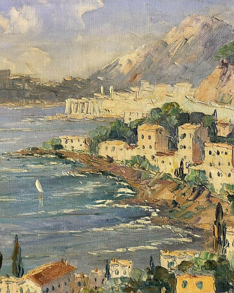Henri Edouard Bargin (1906-1980) - French Post Impressionist Signed Oil View towards Monaco ...