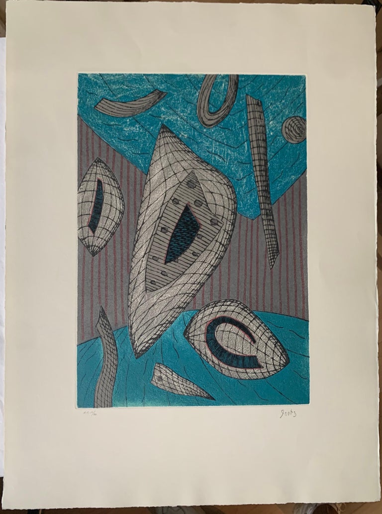 Henri Goetz - Henri Goetz - bleu et gris For Sale at 1stDibs