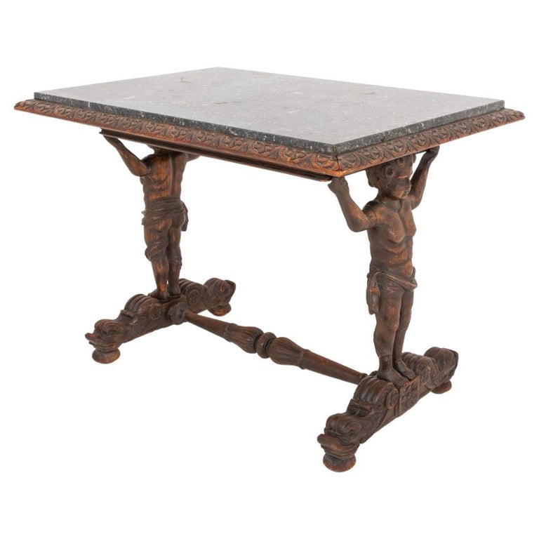 Henri II Gothic Style Carved Oak Side Table For Sale at 1stDibs