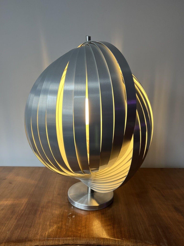 Henri Mathieu Original 1970s Moon Lamp, Polished Steel For Sale at 1stDibs