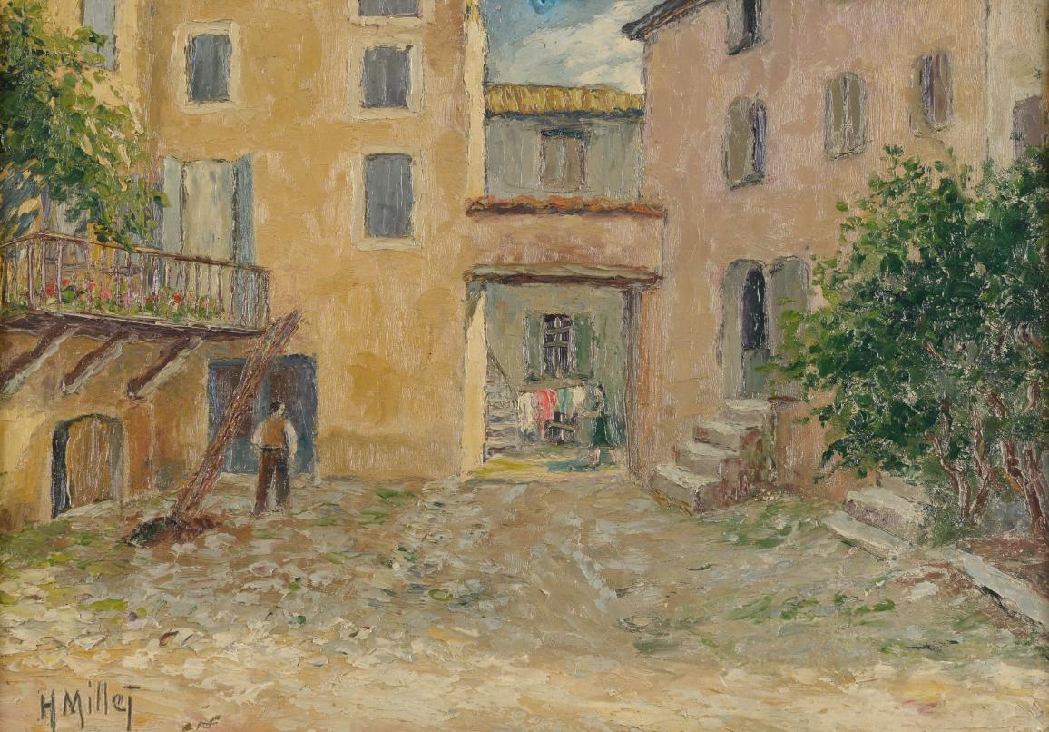 Henri MILLET - Small town in the South of France, original oil on wood ...