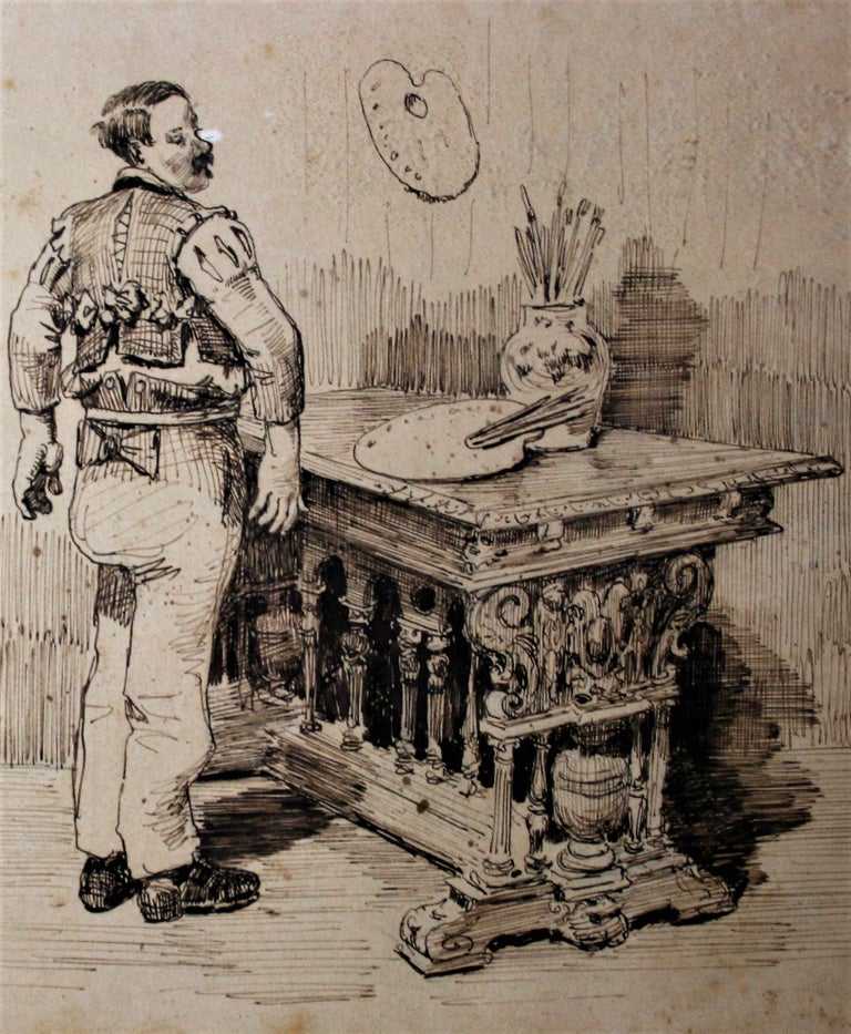 Henri Pille "the artist's studio", Ink Pen on Paper, 19th Century For ...