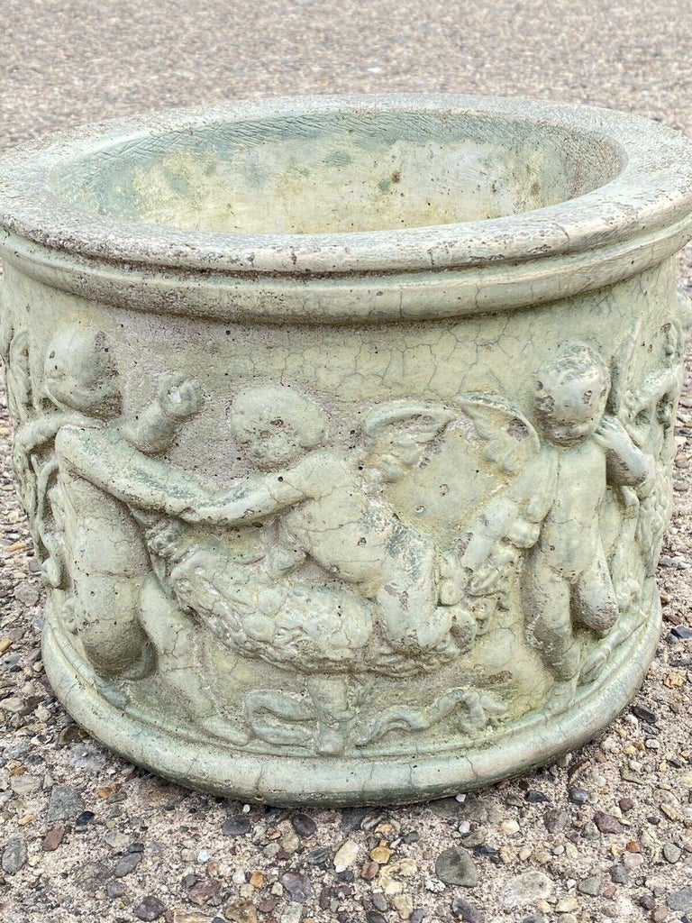 Henri Studio Concrete Cement Small 11" Round Classical Cherub Garden ...