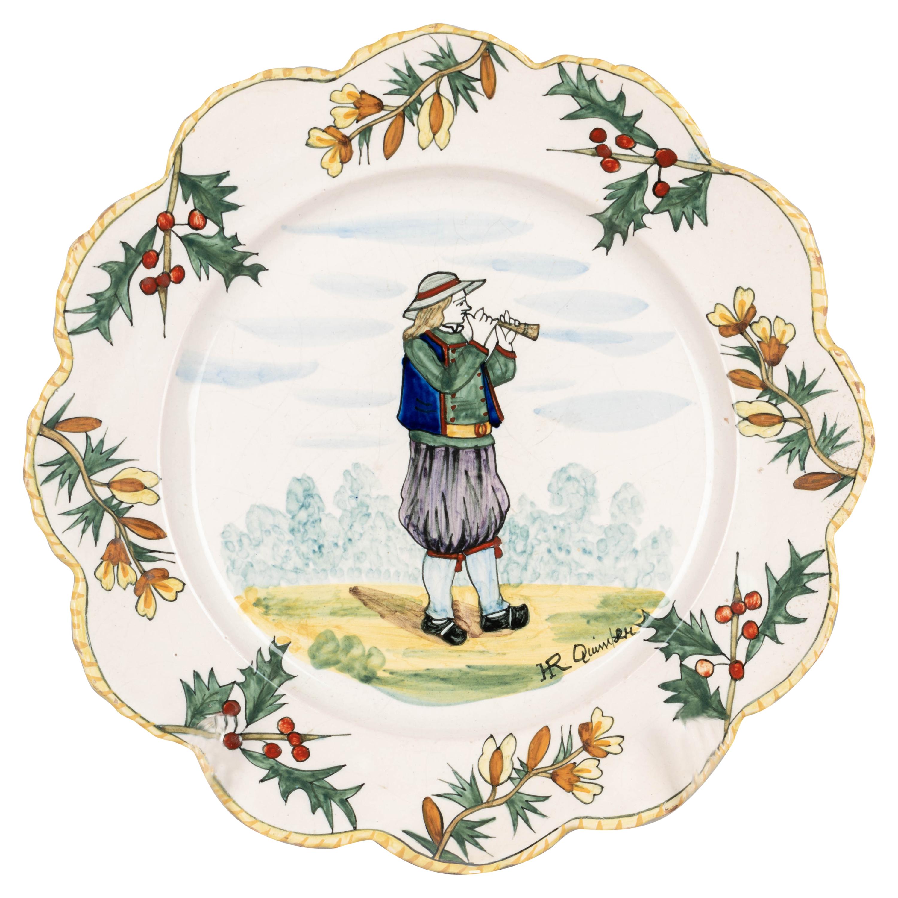 French Henriot Quimper Faience Plate For Sale at 1stDibs