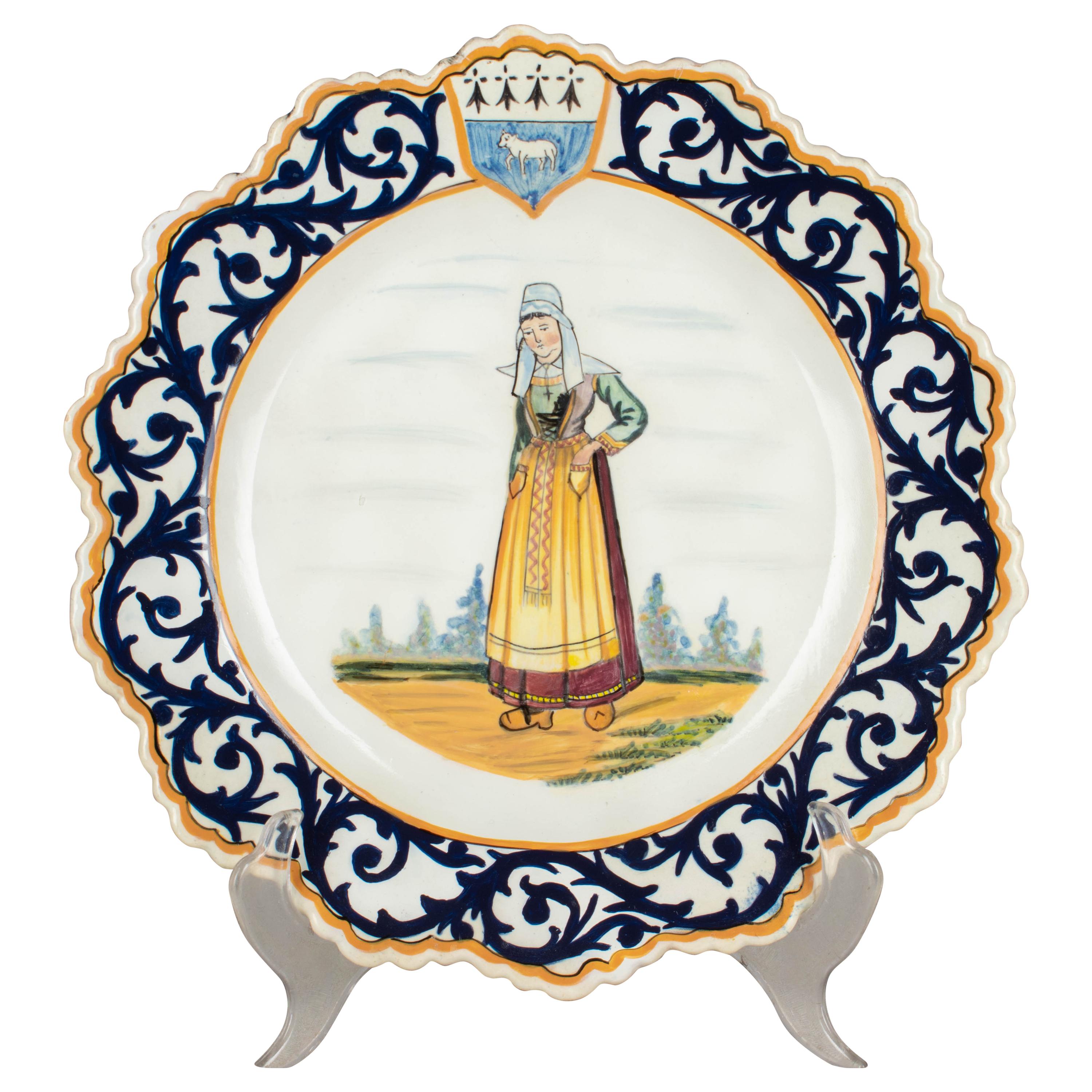 Early Henriot Quimper Platter by Camille Moreau, circa 1893 at 1stDibs