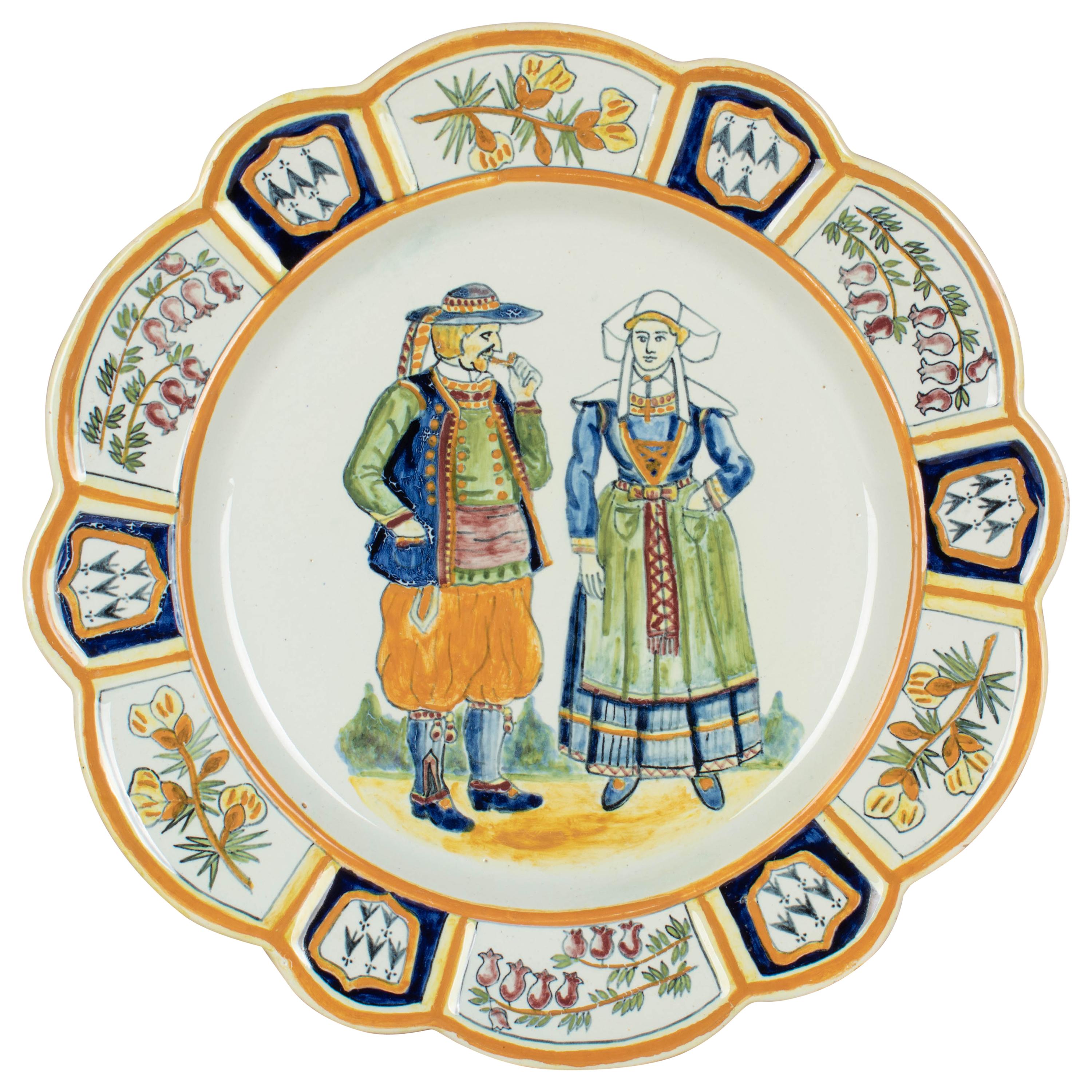 French Henriot Quimper Faience Plate For Sale at 1stDibs