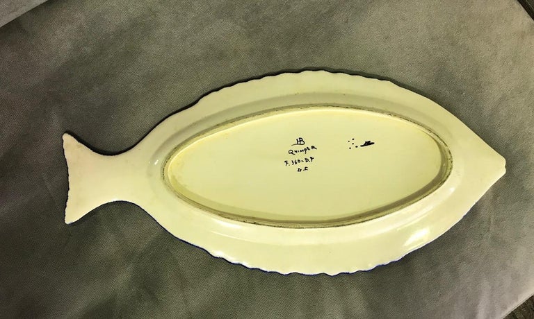 Henriot Quimper Large Signed Stamped Pottery Ceramic Fish Platter Plate ...