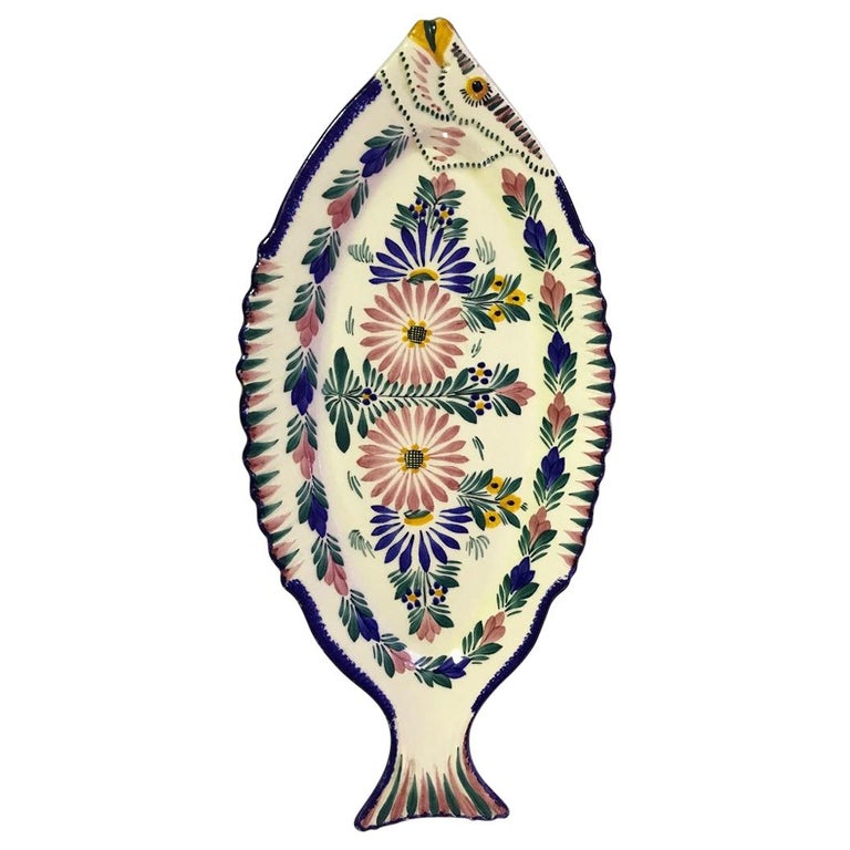 Henriot Quimper Large Signed Stamped Pottery Ceramic Fish Platter Plate ...