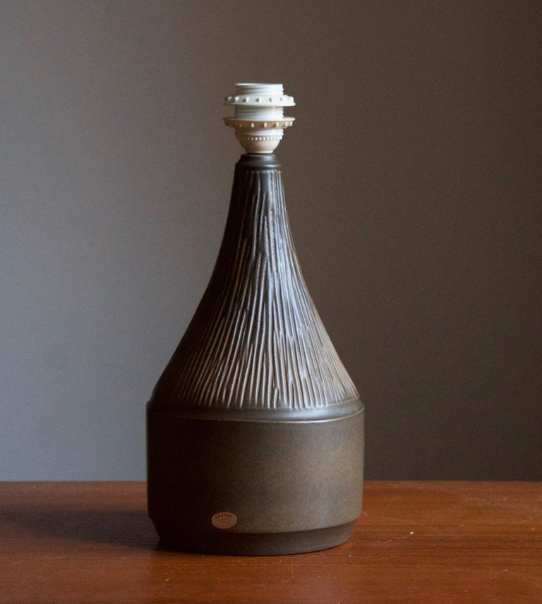 Henry Brandi, Sizable Table Lamp, Glazed Stoneware, Vejbystrand Sweden ...