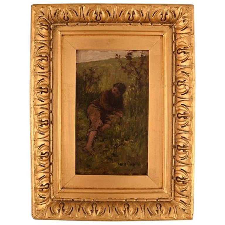 Henry Chaplin, British Painter, Oil on Plate, Boy Lying on a Meadow at ...