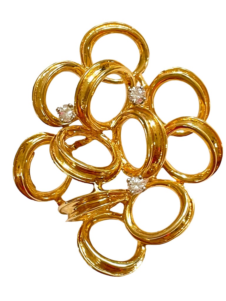 Henry Dankner and Sons 14k Yellow Gold and Diamond Modern Pendant with ...