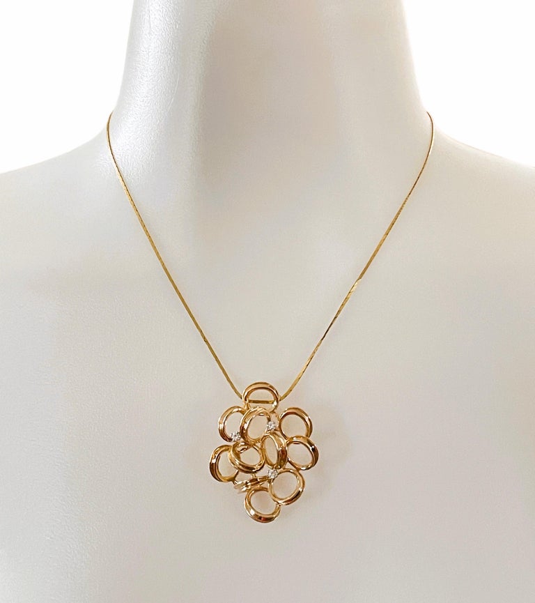 Henry Dankner and Sons 14k Yellow Gold and Diamond Modern Pendant with ...