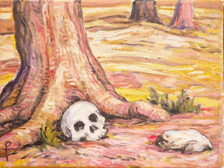 Henry David Potwin - "Skull Contemplating A Stone" Contemporary Pastel ...
