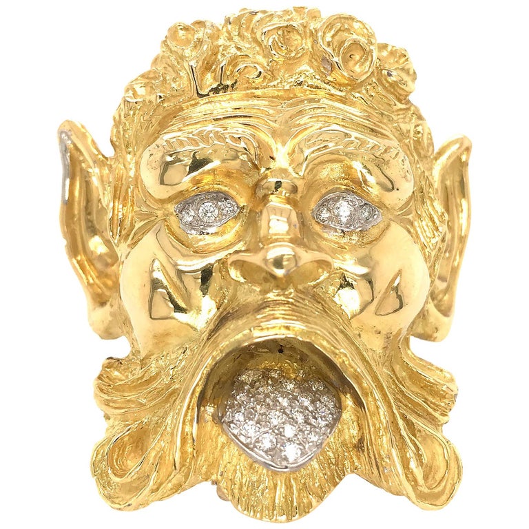 Henry Dunay 18 Karat Two-Tone Poseidon Greek Mythology Motif Brooch For ...
