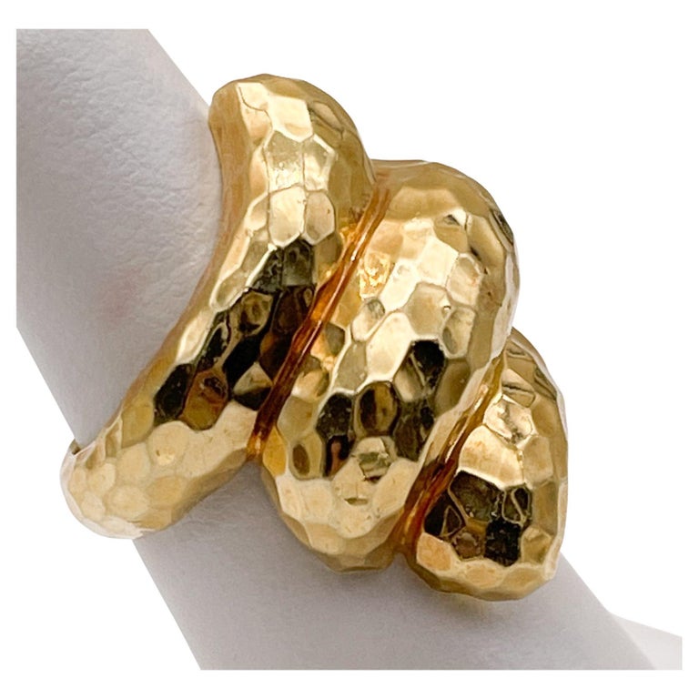 Henry Dunay 18k Gold Hammered Twist Ring For Sale at 1stDibs