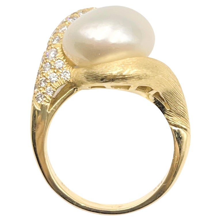Henry Dunay 18k Gold South Sea Pearl Diamond Sabi Ring For Sale at 1stDibs