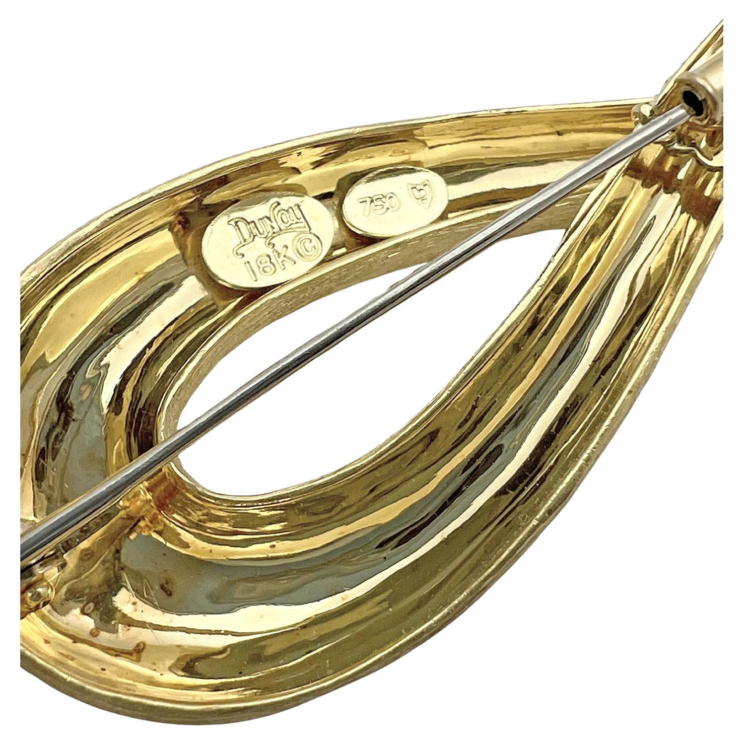 Henry Dunay 18k Yellow Gold Diamond Sabi Ribbon Brooch For Sale at 1stDibs