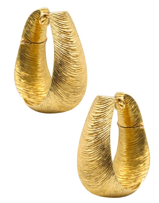 HENRY DUNAY New York Faceted Hoops Earrings In Solid 18Kt Yellow Gold ...