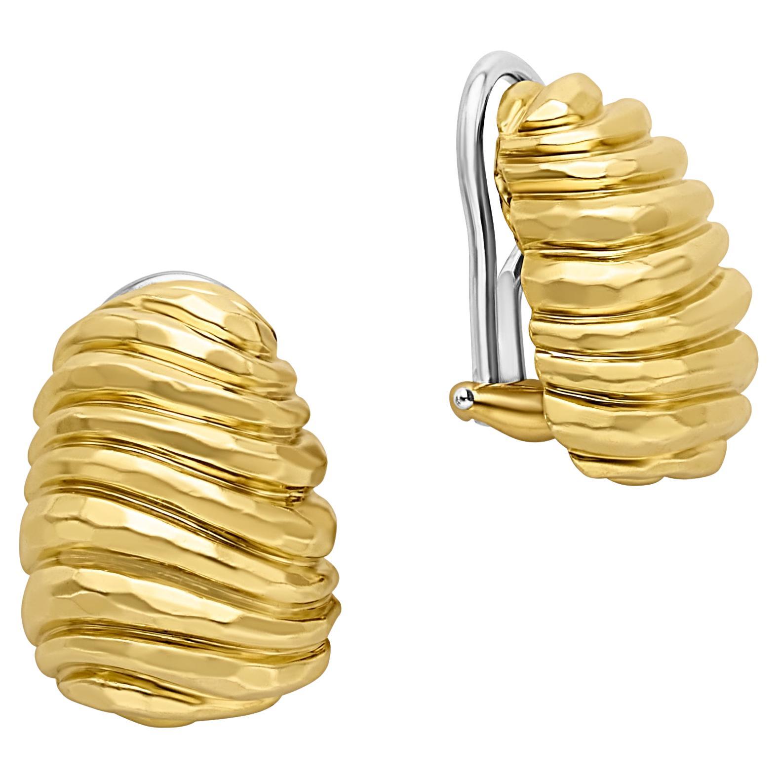 1980s Yellow Gold 18K and Diamond Button Earrings For Sale at 1stDibs ...