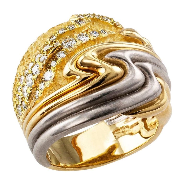 Henry Dunay Diamond Gold Platinum Ring Band at 1stDibs