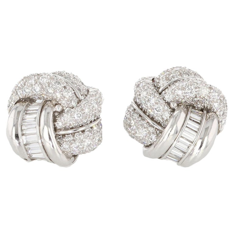 Henry Dunay Diamond Knot Earrings For Sale at 1stDibs