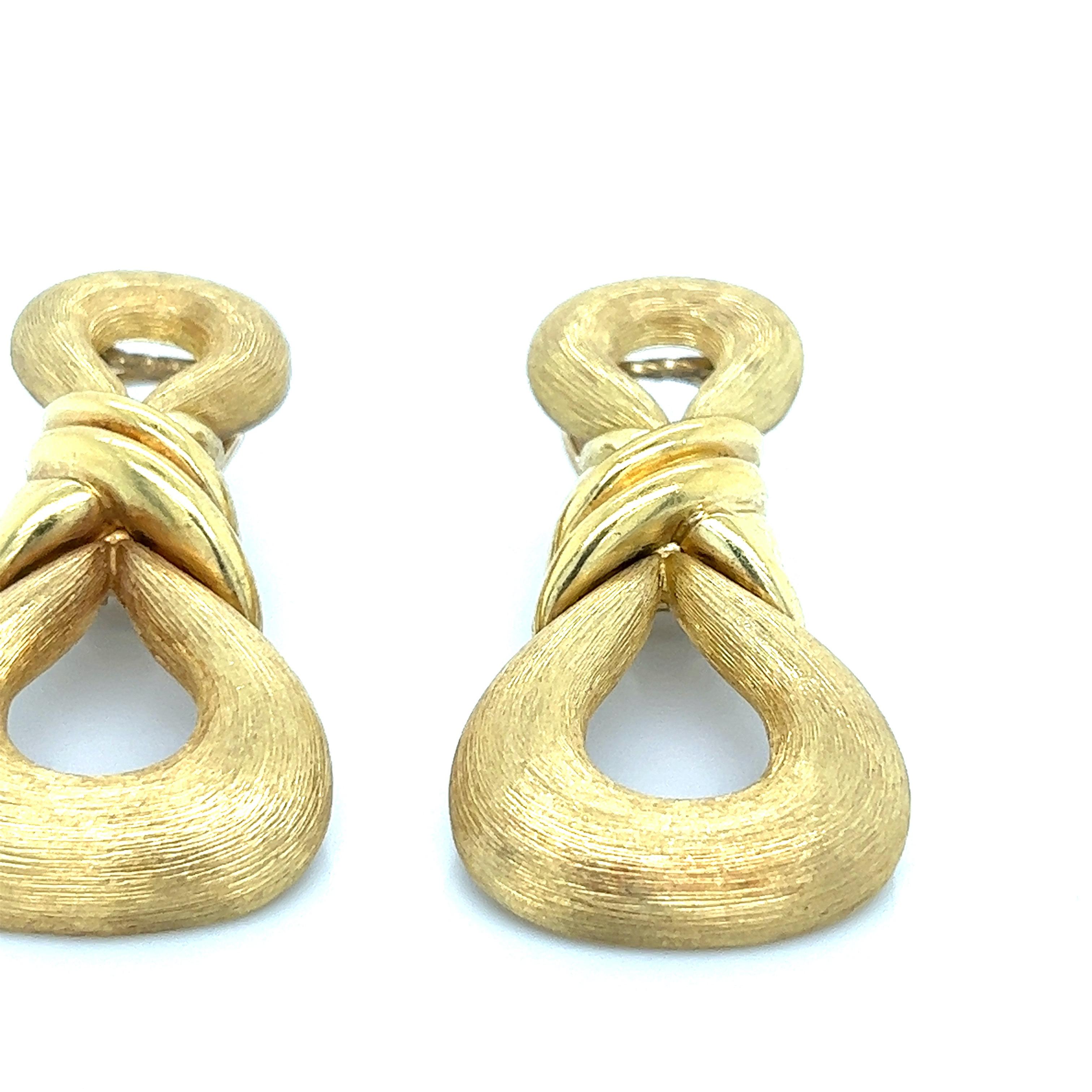 Henry Dunay Brushed Finish Gold Knot Earrings For Sale at 1stDibs