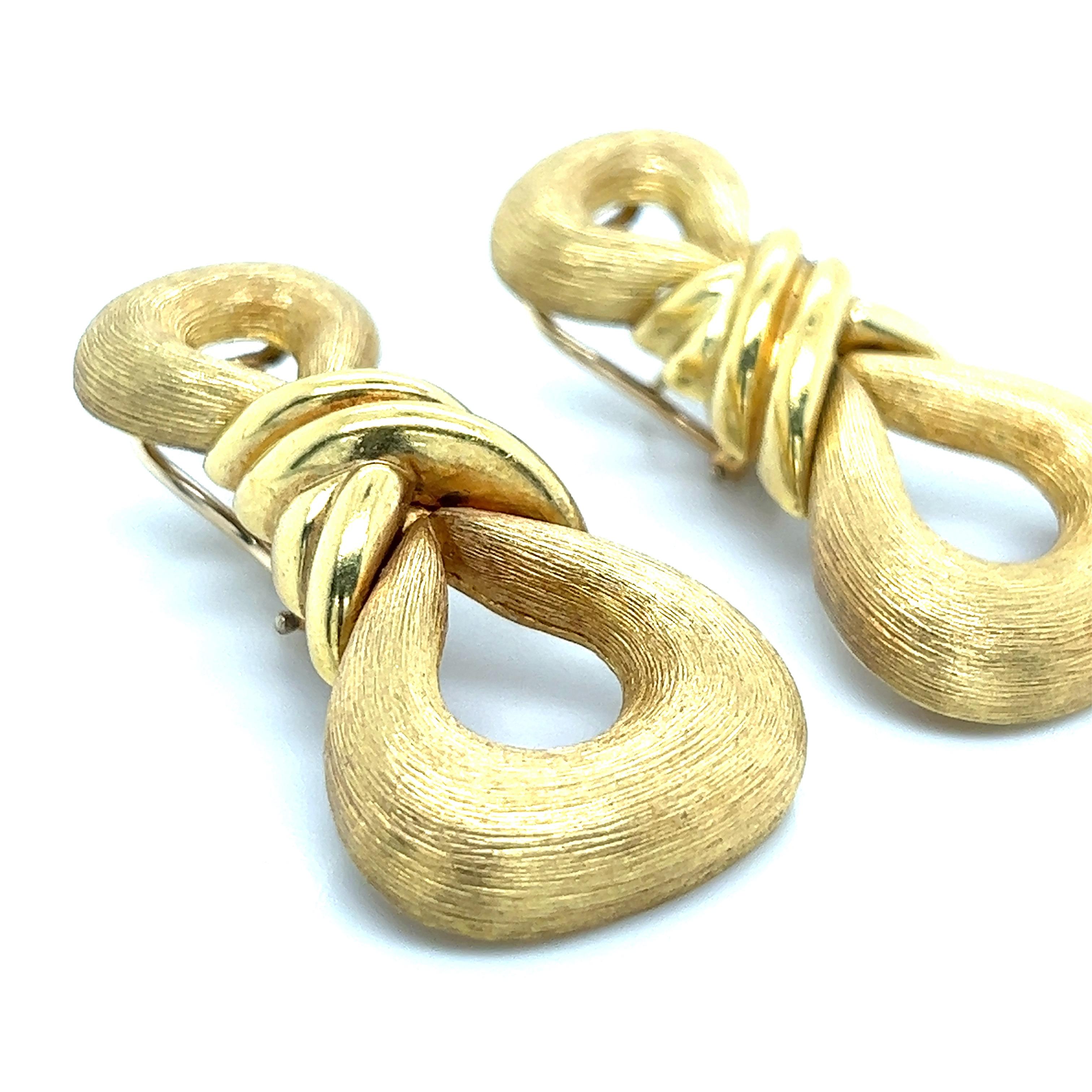 Henry Dunay Brushed Finish Gold Knot Earrings For Sale at 1stDibs