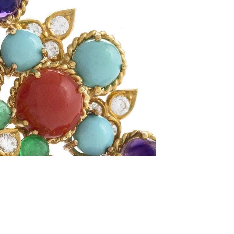 Henry Dunay Multi-Gemstone Brooch For Sale at 1stDibs