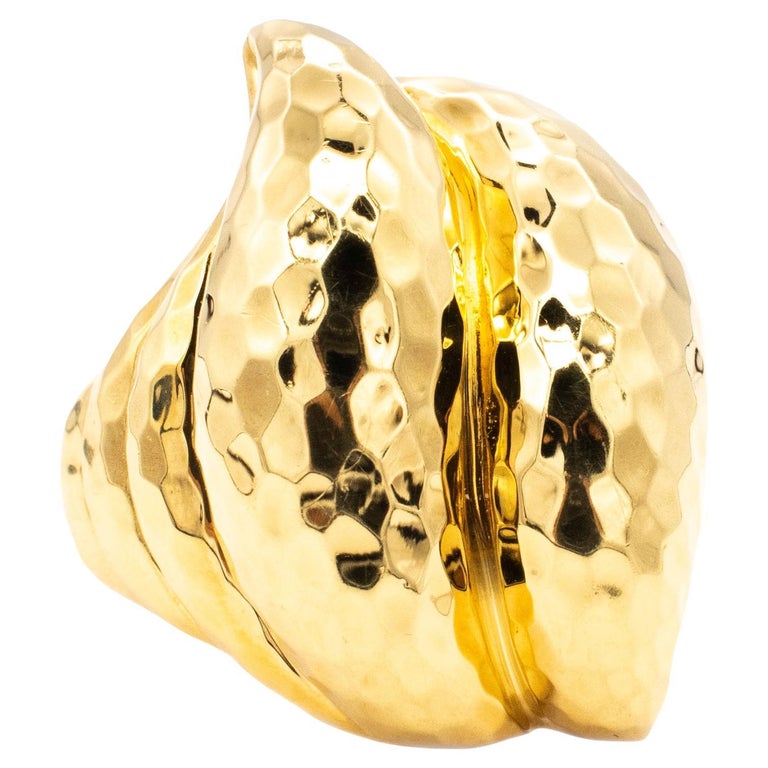Henry Dunay New York 1990 Faceted Cocktail Ring In Solid 18Kt Yellow ...