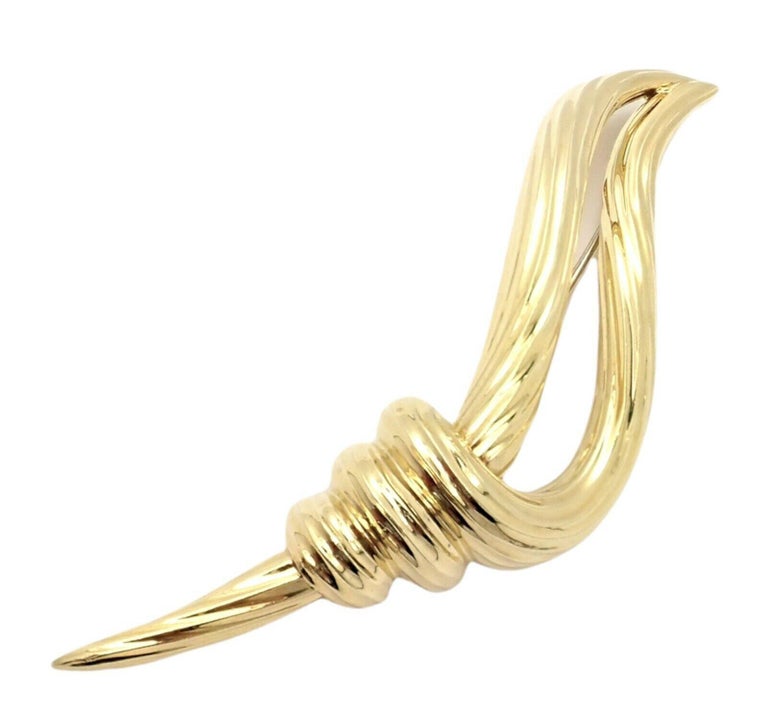 Henry Dunay Olympic Torch Yellow Gold Pin Brooch For Sale at 1stDibs