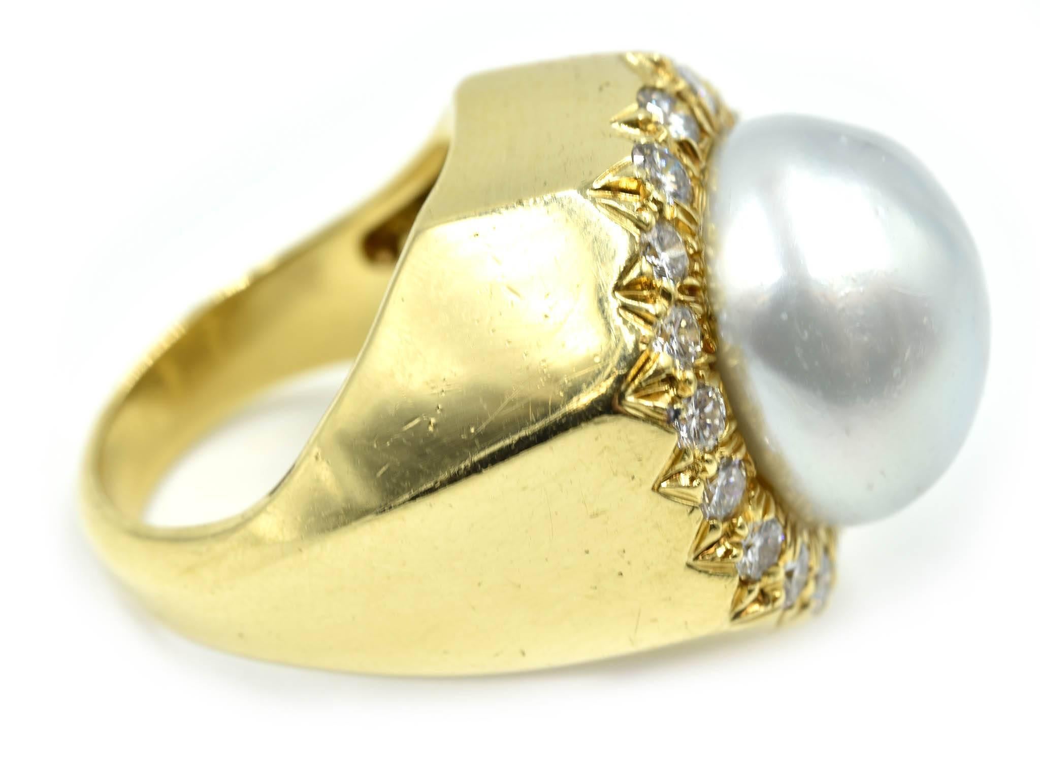 Henry Dunay Pearl Diamond Gold Ring at 1stDibs