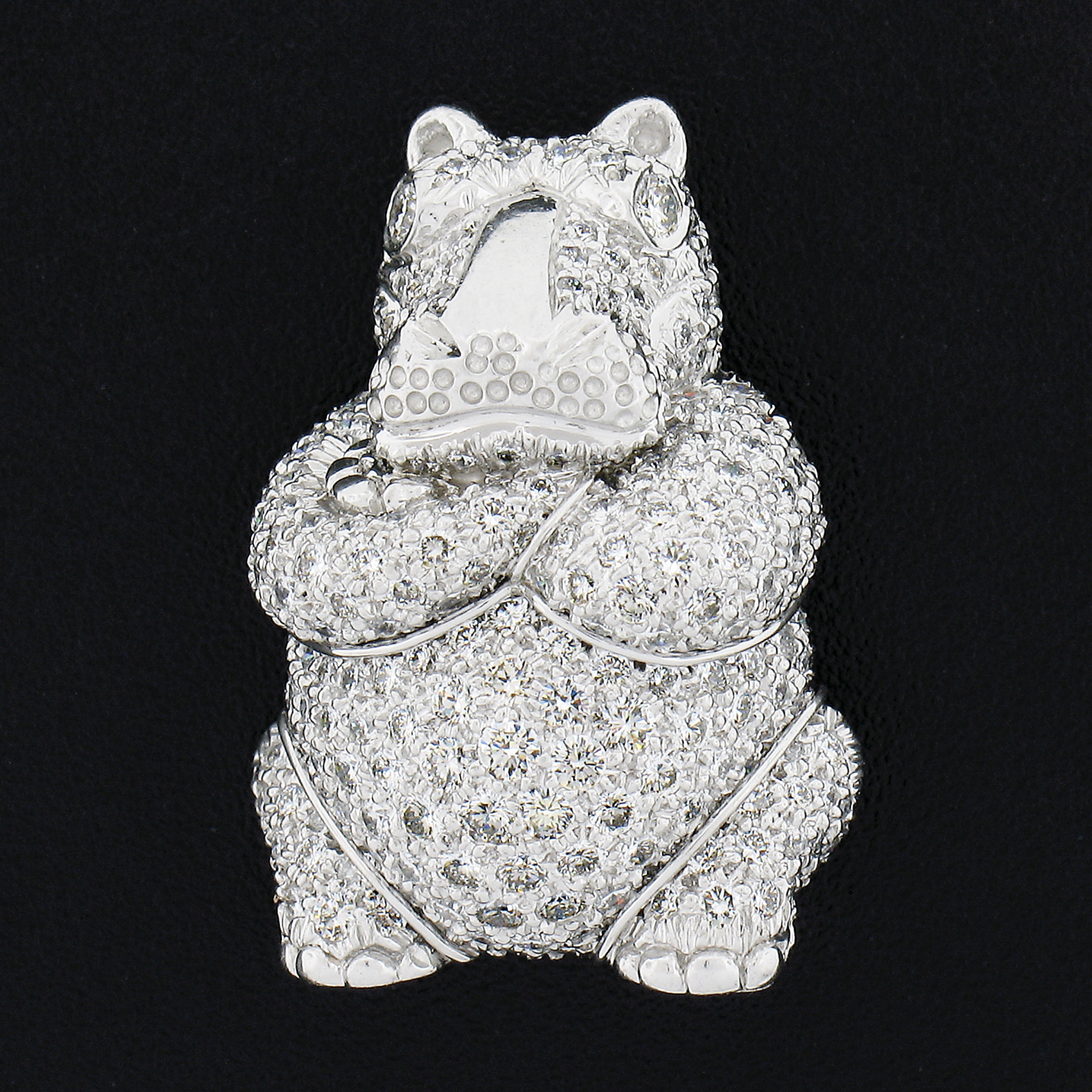 Henry Dunay Platinum 2ctw Pave Diamond Hippopotamus w/ Crossed Arms Pin ...