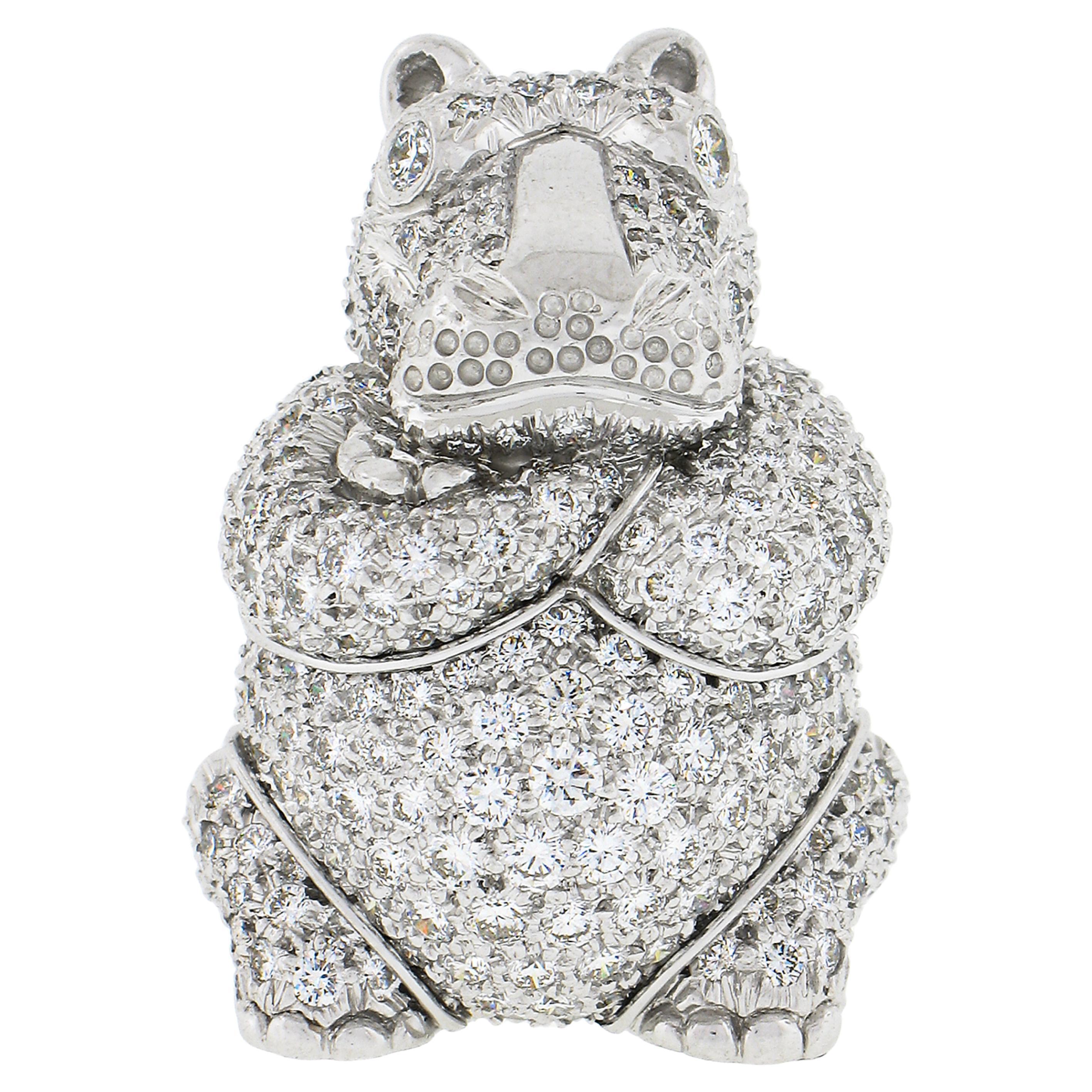 Henry Dunay Platinum 2ctw Pave Diamond Hippopotamus w/ Crossed Arms Pin ...