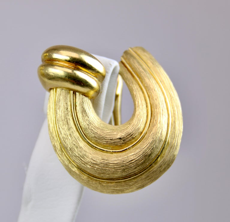 Henry Dunay Sabi Side Clip on Hoop Earrings in 18 Karat Yellow Gold For ...