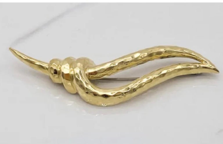 Henry Dunay Seashell Brooch/Pin Hammered Finish 18K Yellow Gold For ...