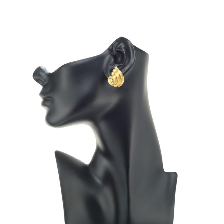 Henry Dunay Textured Clip Post 18k Yellow Gold Earrings For Sale at 1stDibs