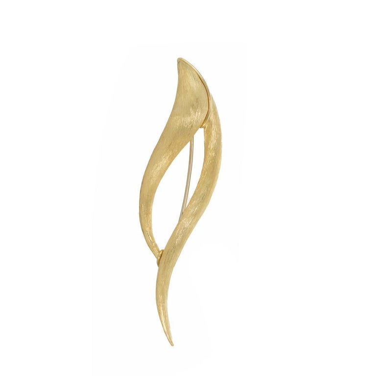Henry Dunay Yellow Gold Swirl Sabi Textured Brooch For Sale at 1stDibs