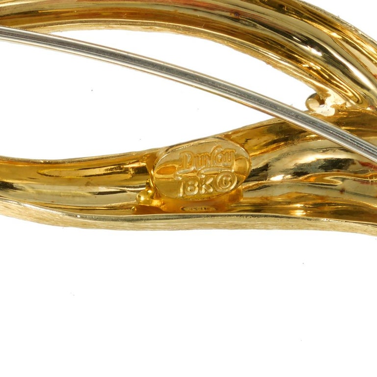 Henry Dunay Yellow Gold Swirl Sabi Textured Brooch For Sale at 1stDibs