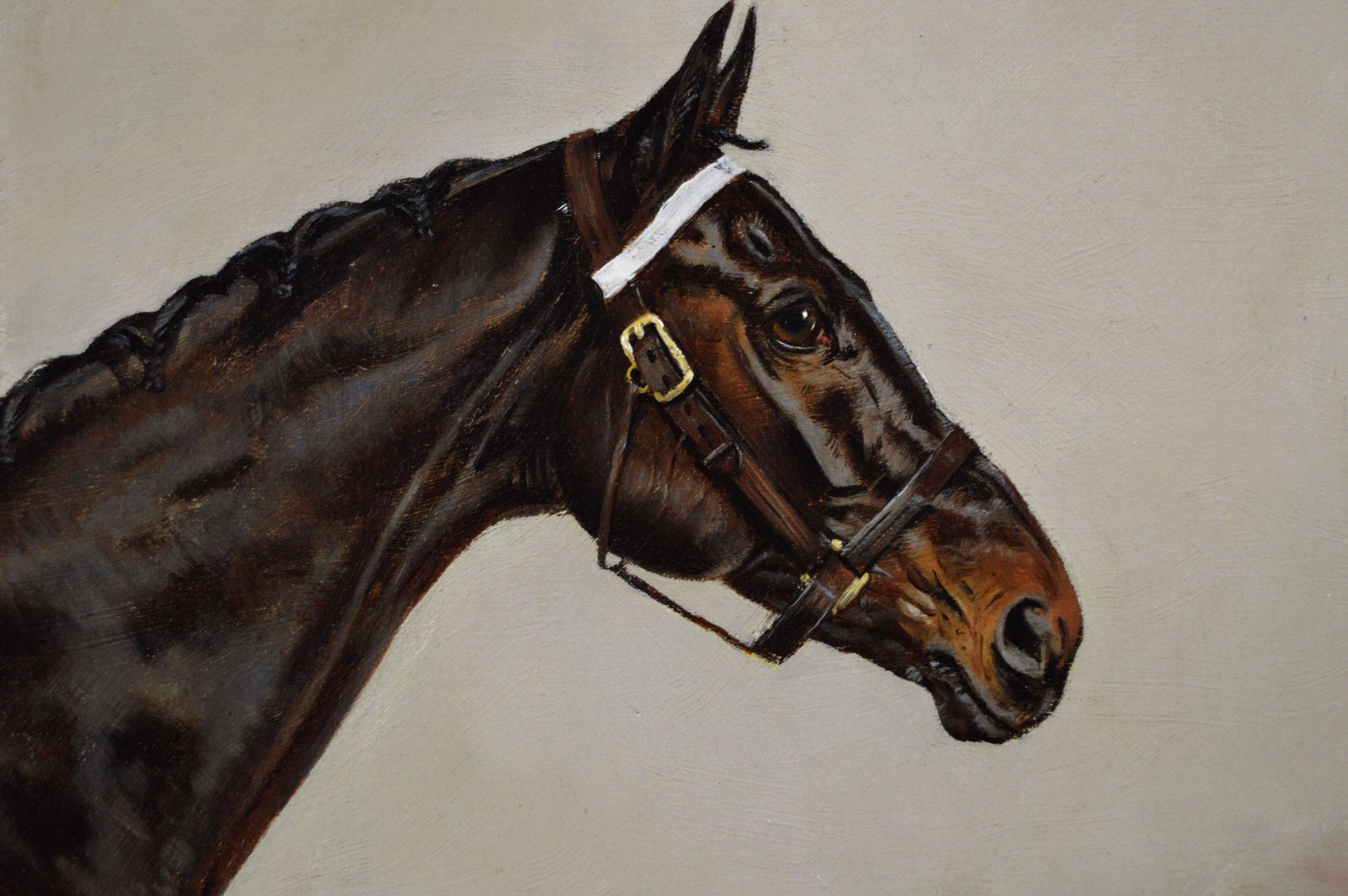 Henry Frederick Lucas Lucas - Horse portrait oil painting of a dark ...