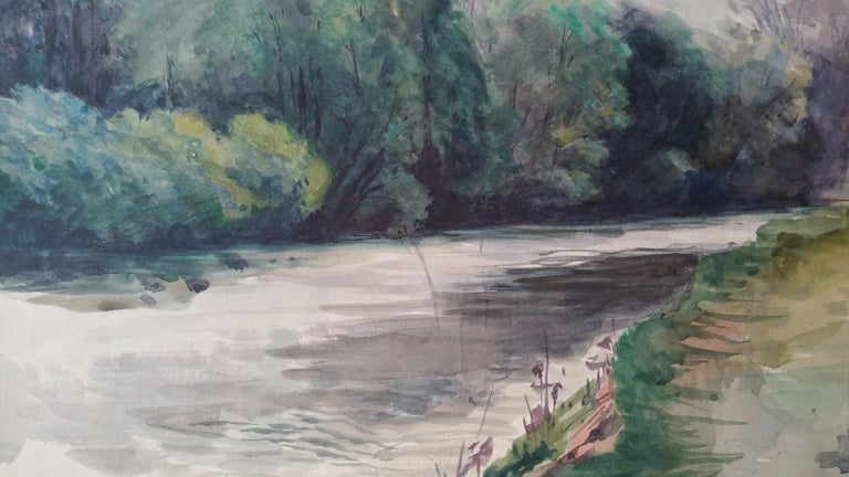 Henry George Moon - English Watercolour Landscape Painting, River with ...