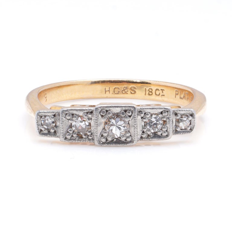 Henry Griffith and Sons Art Deco Platinum and Gold Ring with Diamonds ...