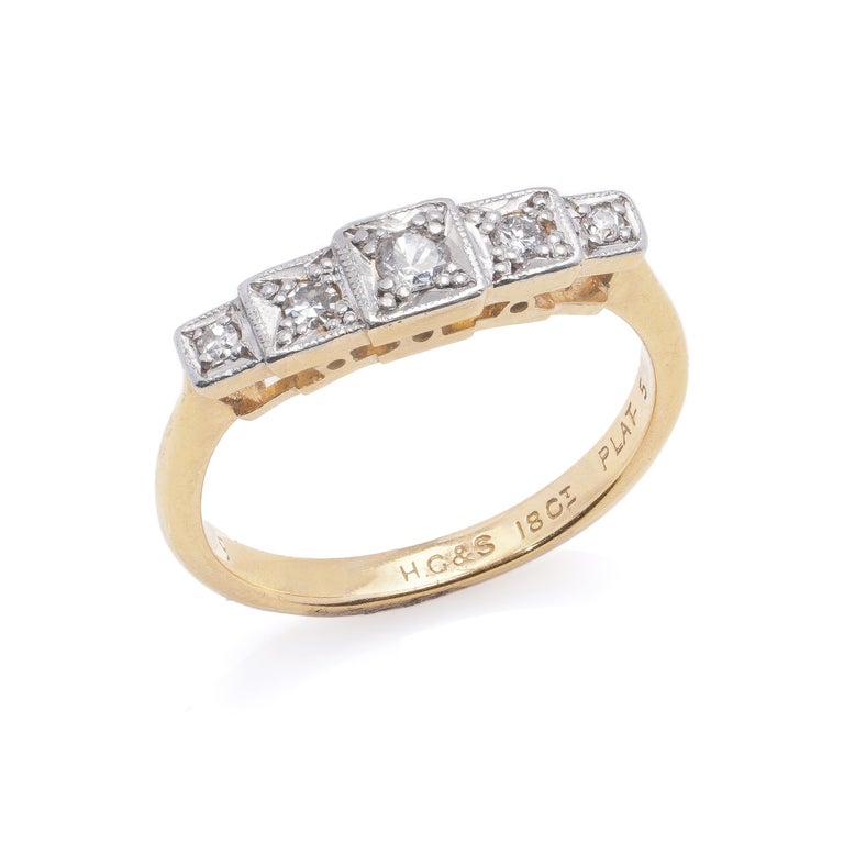 Henry Griffith and Sons Art Deco Platinum and Gold Ring with Diamonds ...