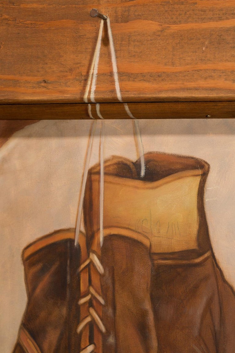 Henry Heading - "Joe Louis" Oil on Board with Mixed Media, Iconic ...