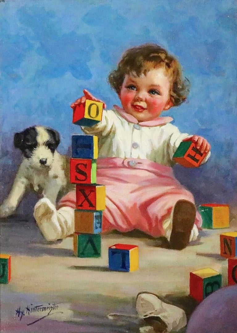 Henry Hintermeister - Baby with Blocks For Sale at 1stDibs
