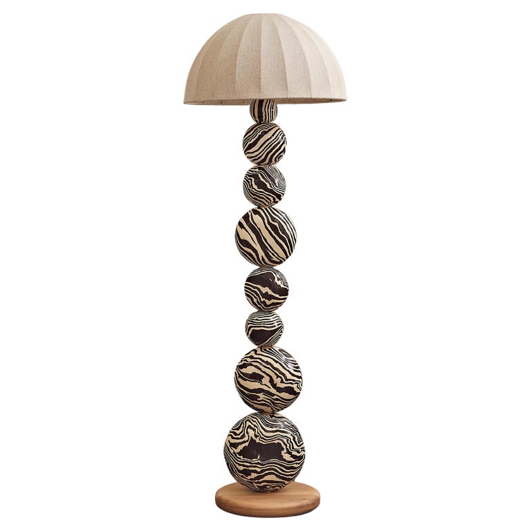 Henry Holland Studio Handmade Brown and White Ceramic Sphere Floor Lamp For Sale at 1stDibs