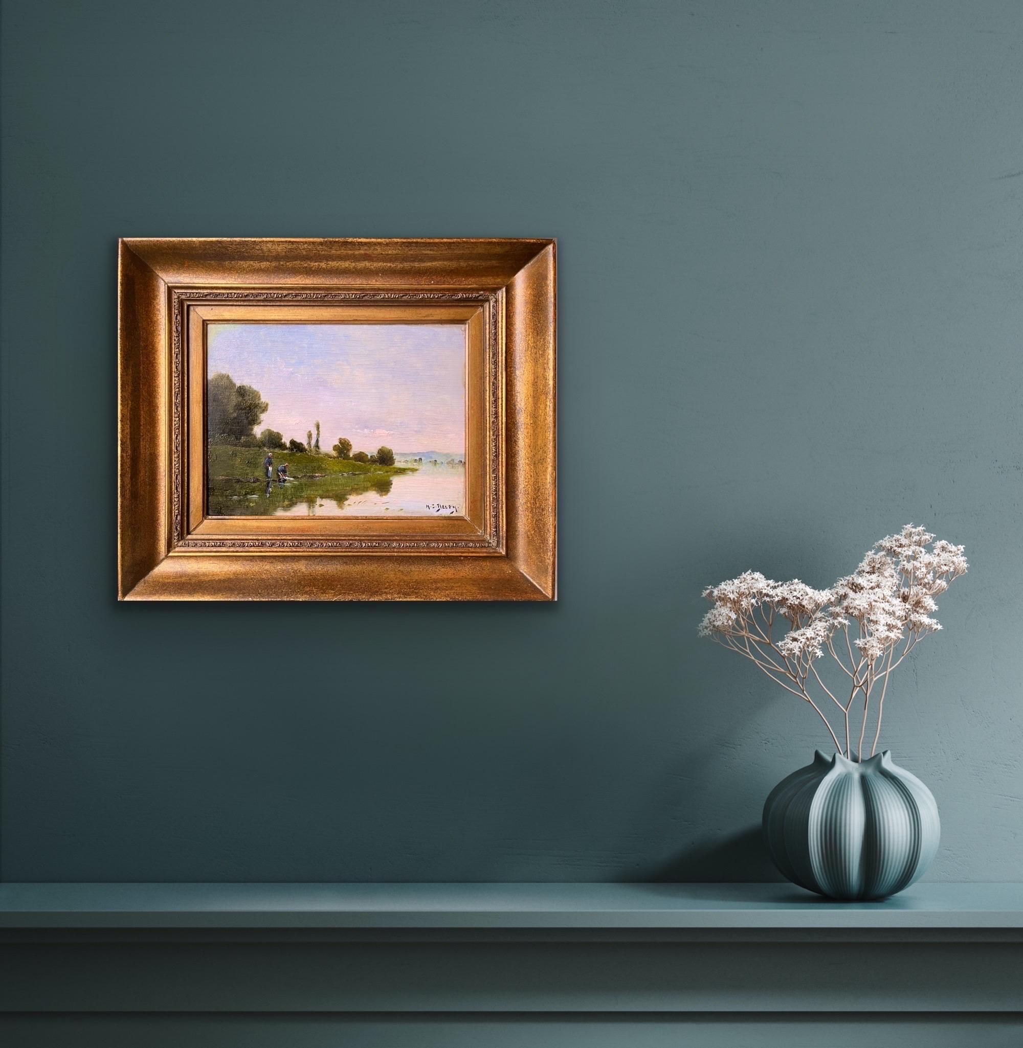 Henry Jacques Delpy - Petite French Barbizon School painting River ...