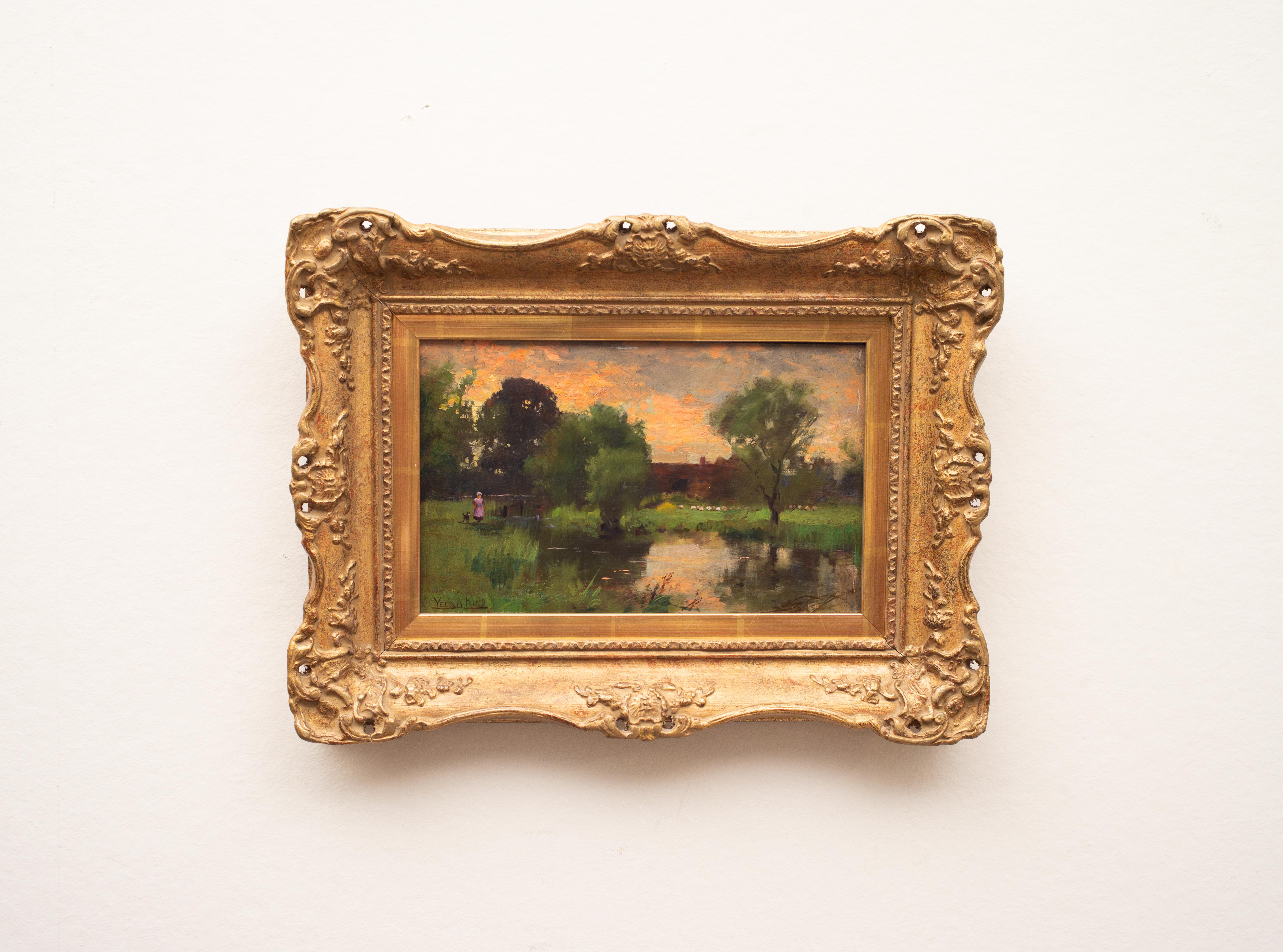 Henry John Yeend King - A Woman With a Dog in the Evening Light by ...