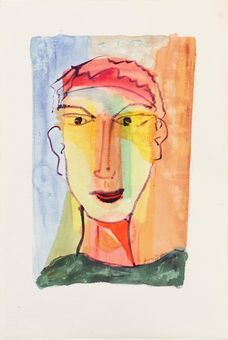 Henry Miller - Self Portrait (Modernism, Expressionism, orange, green ...